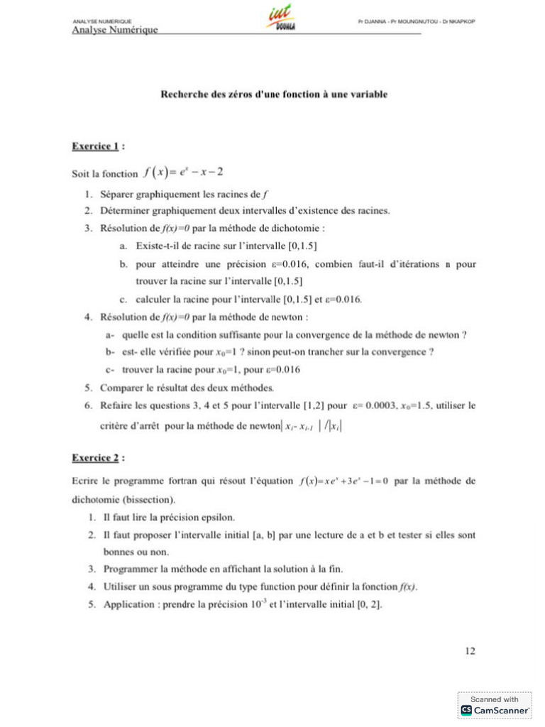 TD Analyse Numérique | PDF