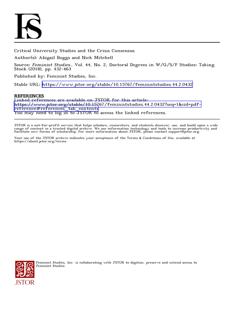 Boggs CriticalUniversityStudies 2018 | PDF | Feminism | Gender Studies