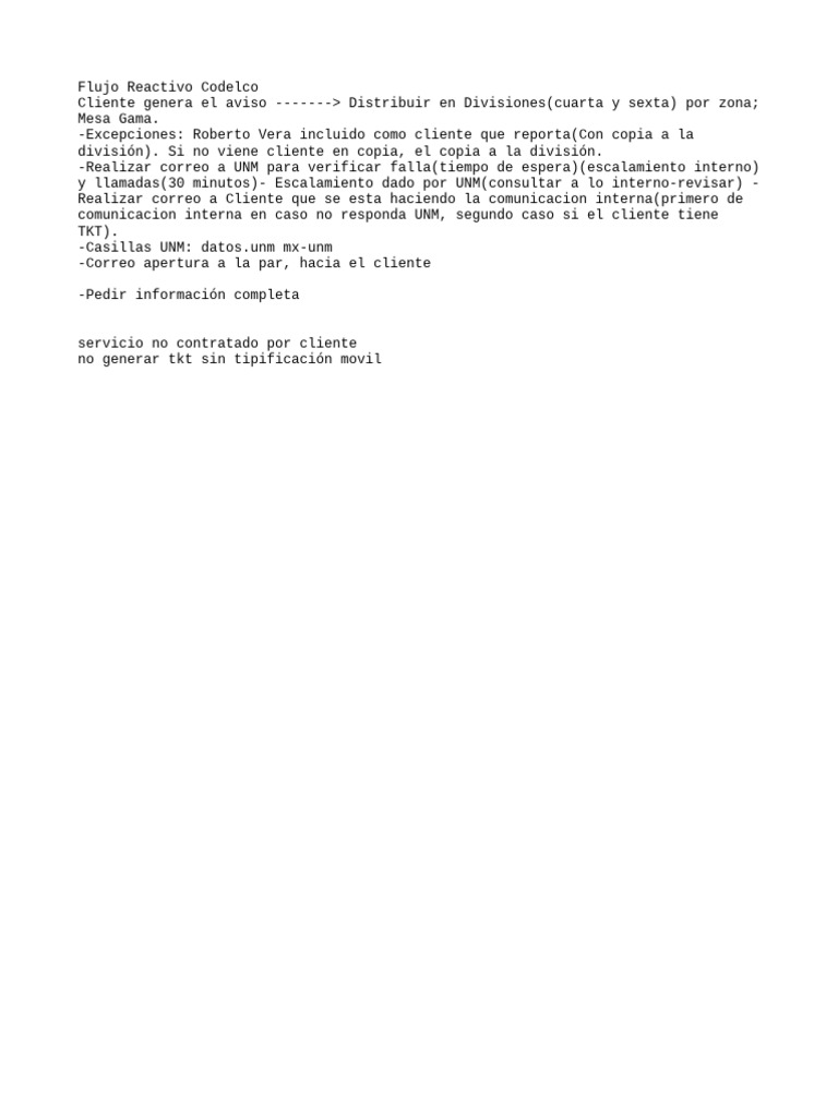 Flujo Reactivo Codelco | PDF