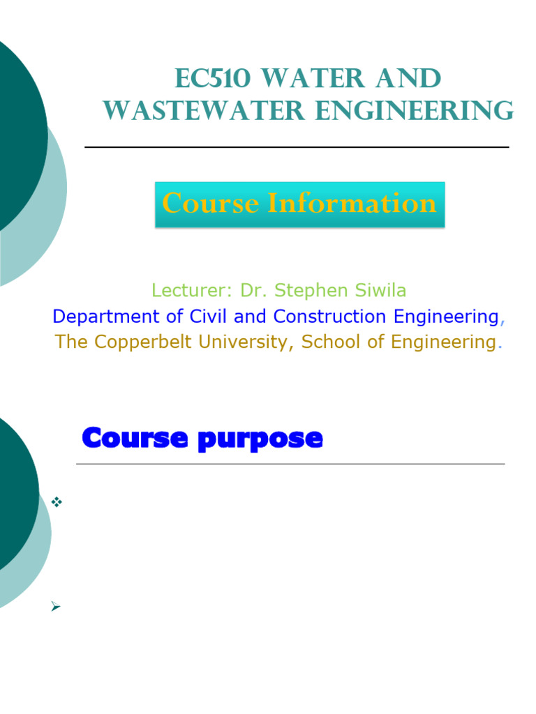Ec510 Chapter0.0 Course Information | PDF | Water | Engineering