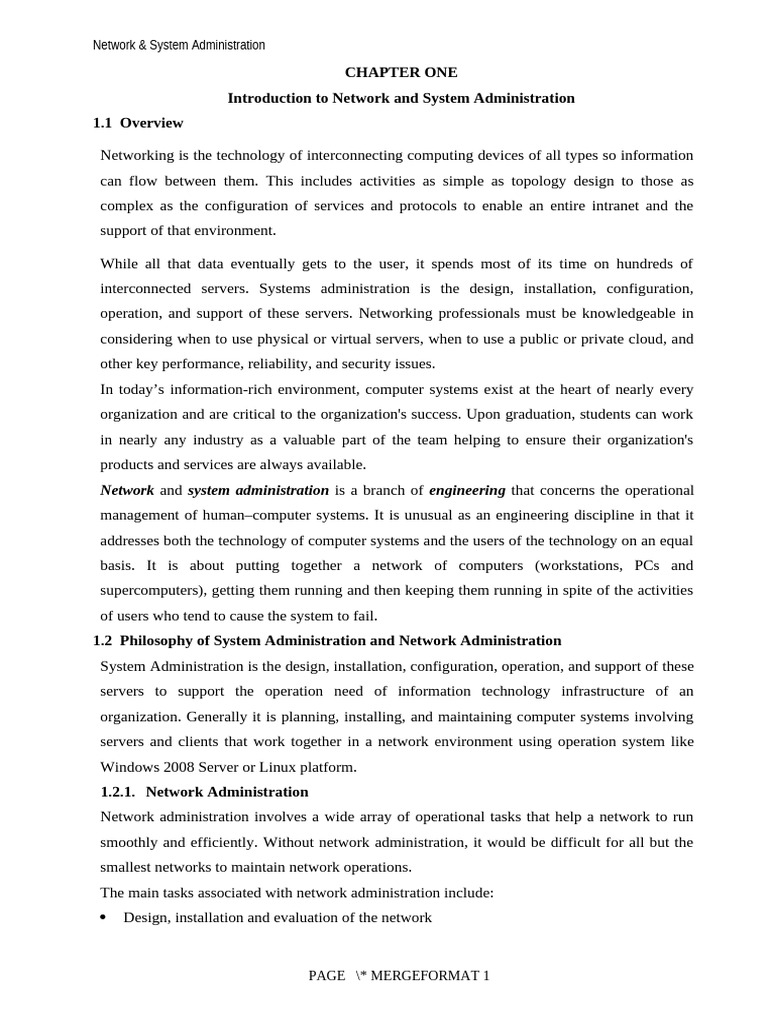 CH1 - Introduction To Network and System Administration | PDF | System Administrator | Computer ...