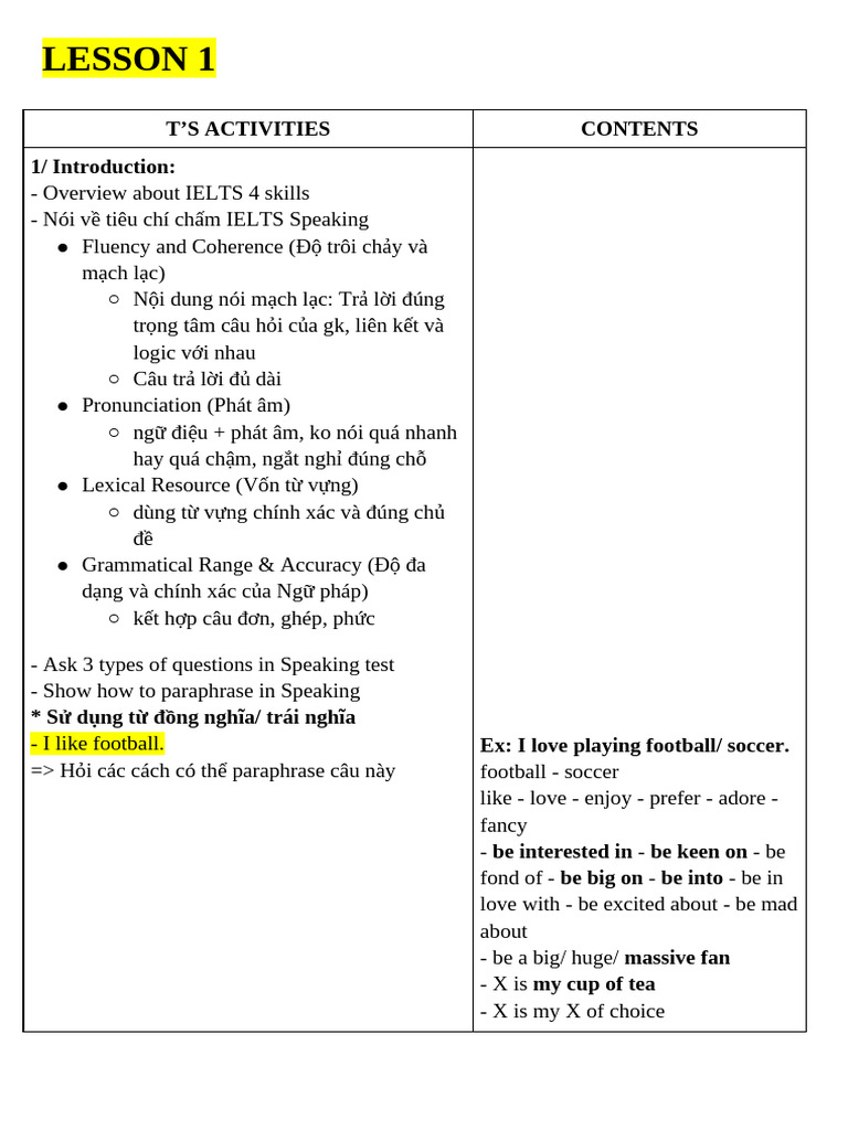 Ielts Lesson Plans | PDF