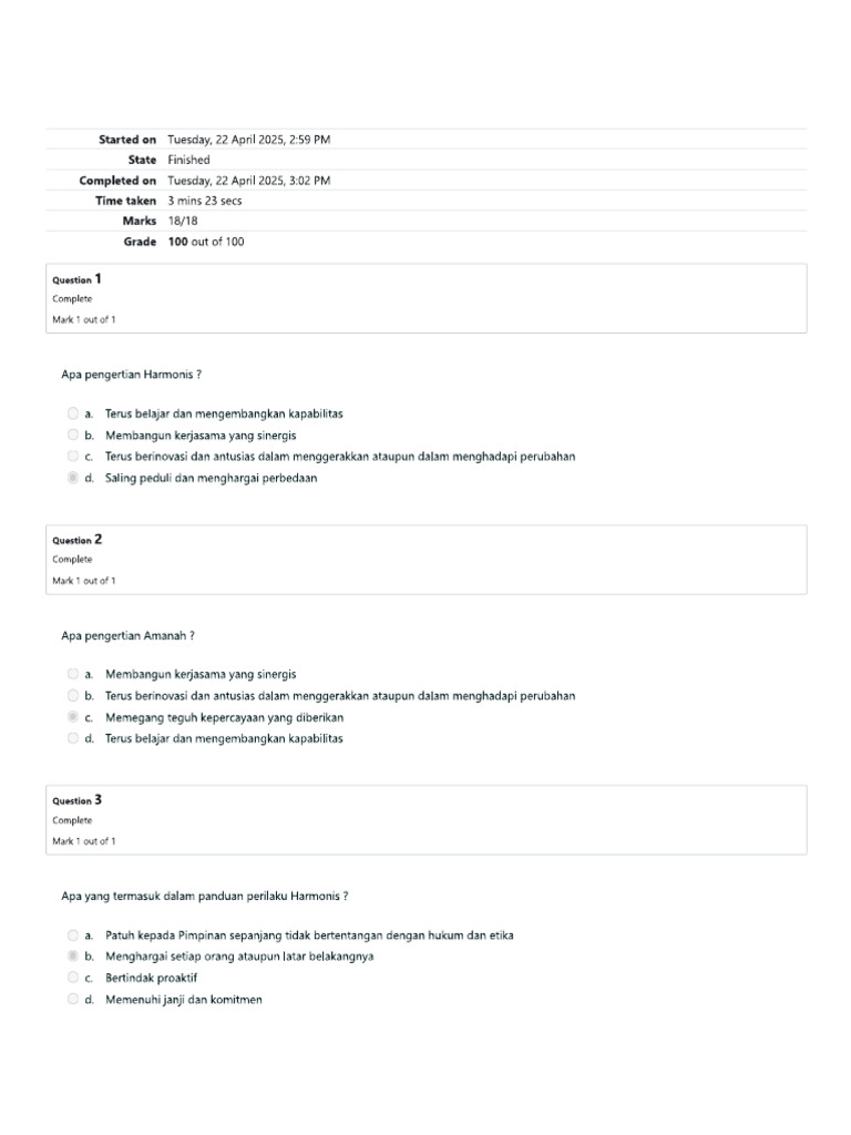Jawaban Test Akhlak 2025 | PDF