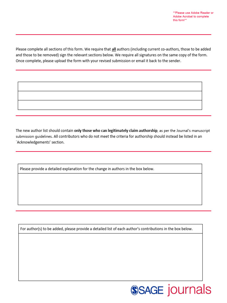 Authorship Change Request Form Fillable PDF 1 | PDF