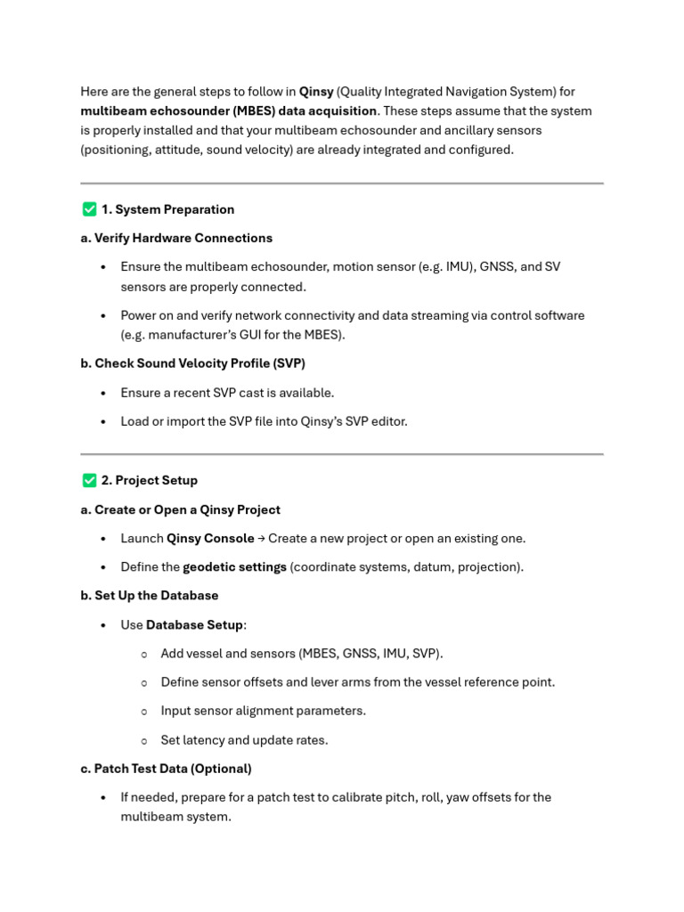 Qinsy MBES Data Acquisition Guide | PDF | Computing