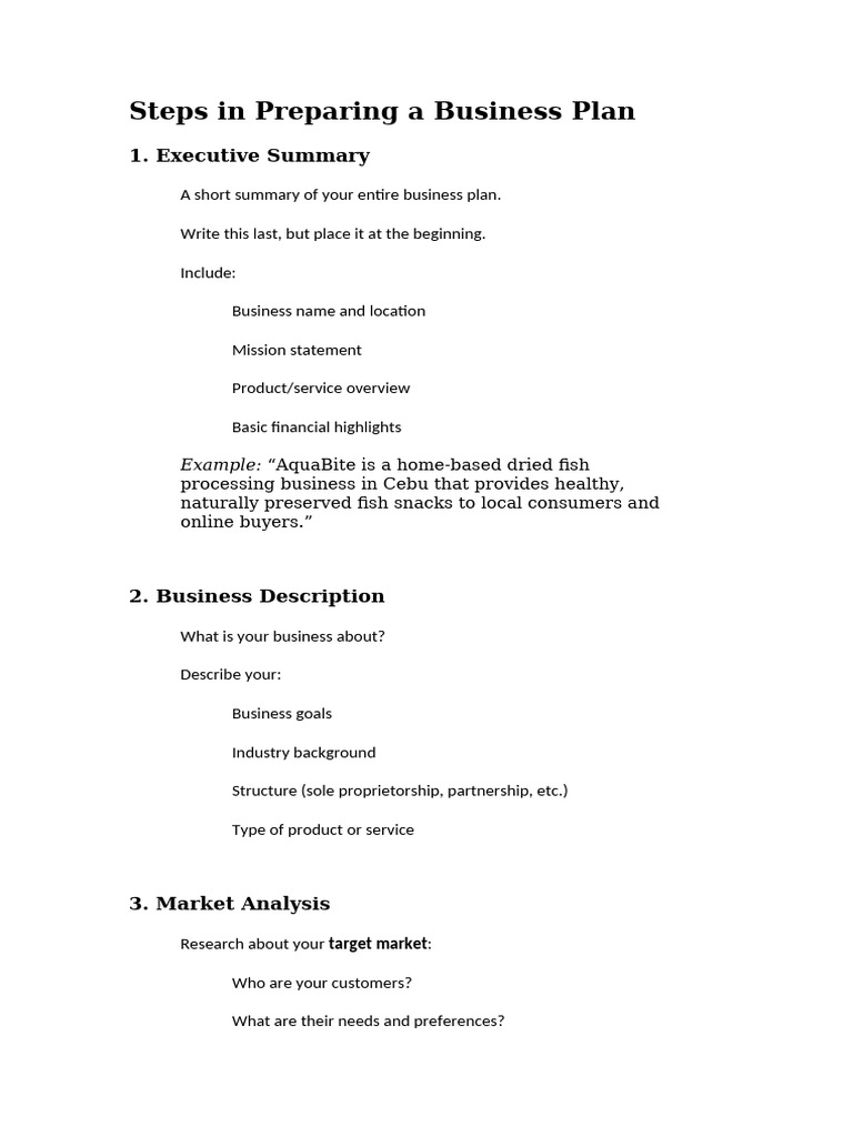 Steps in Preparing A Business Plan | PDF | Business | Pricing