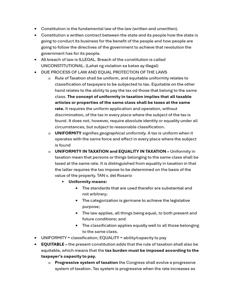 TAXATION LESSON 3 - Watched Version | PDF | Taxes | Equal Protection Clause