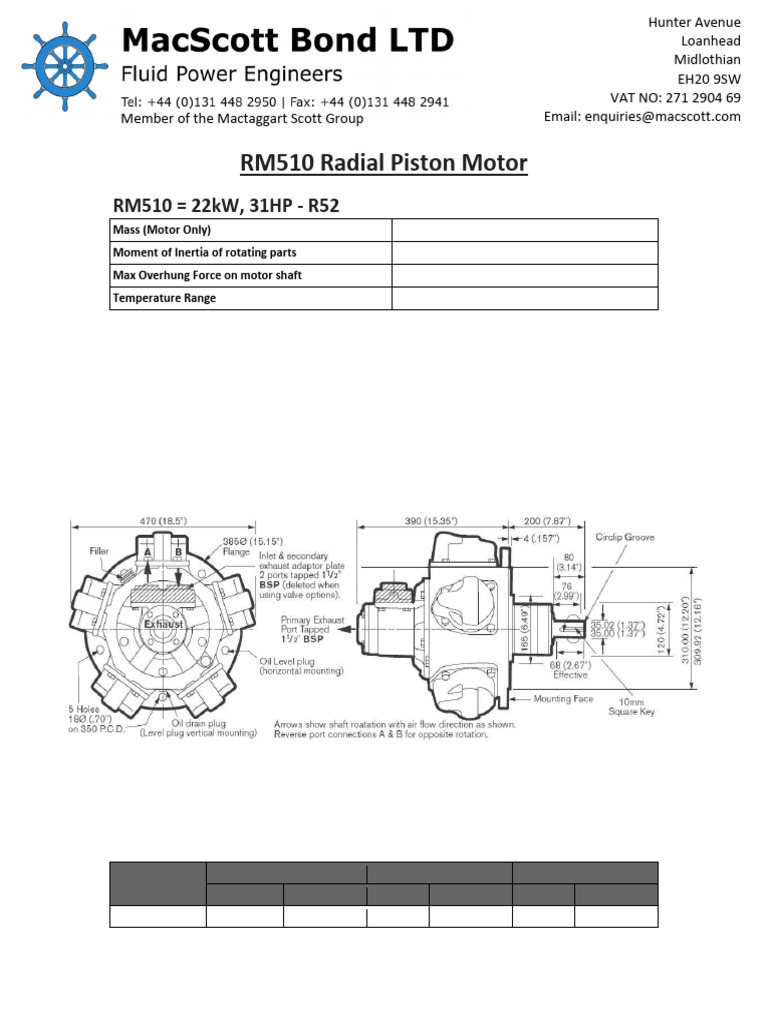 RM510 Radial Piston Air Motor Datasheet 2015 | PDF | Rotating Machines ...