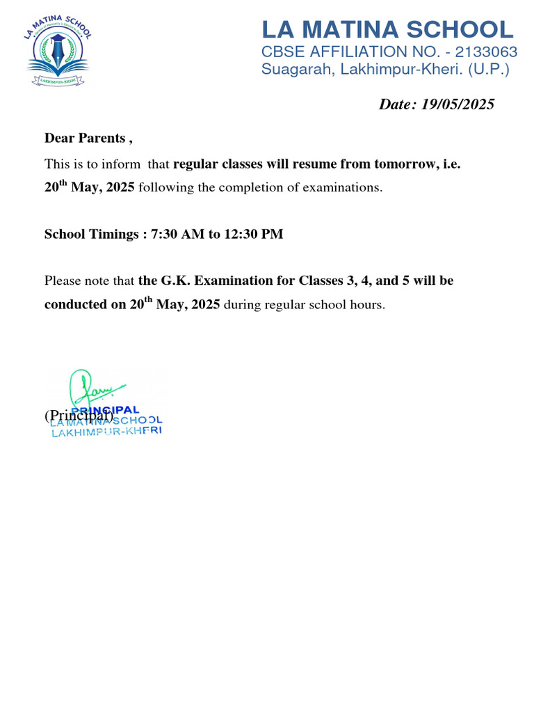 Regular Classes Resume Tomorrow | PDF