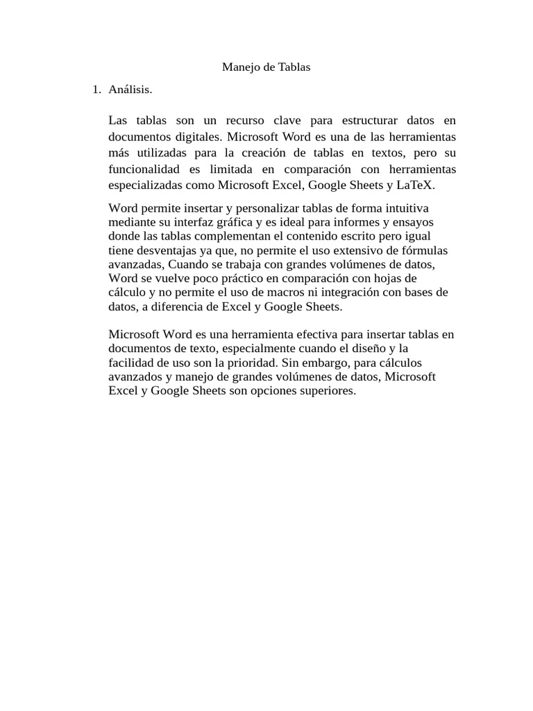 Manejo de Tablas | PDF
