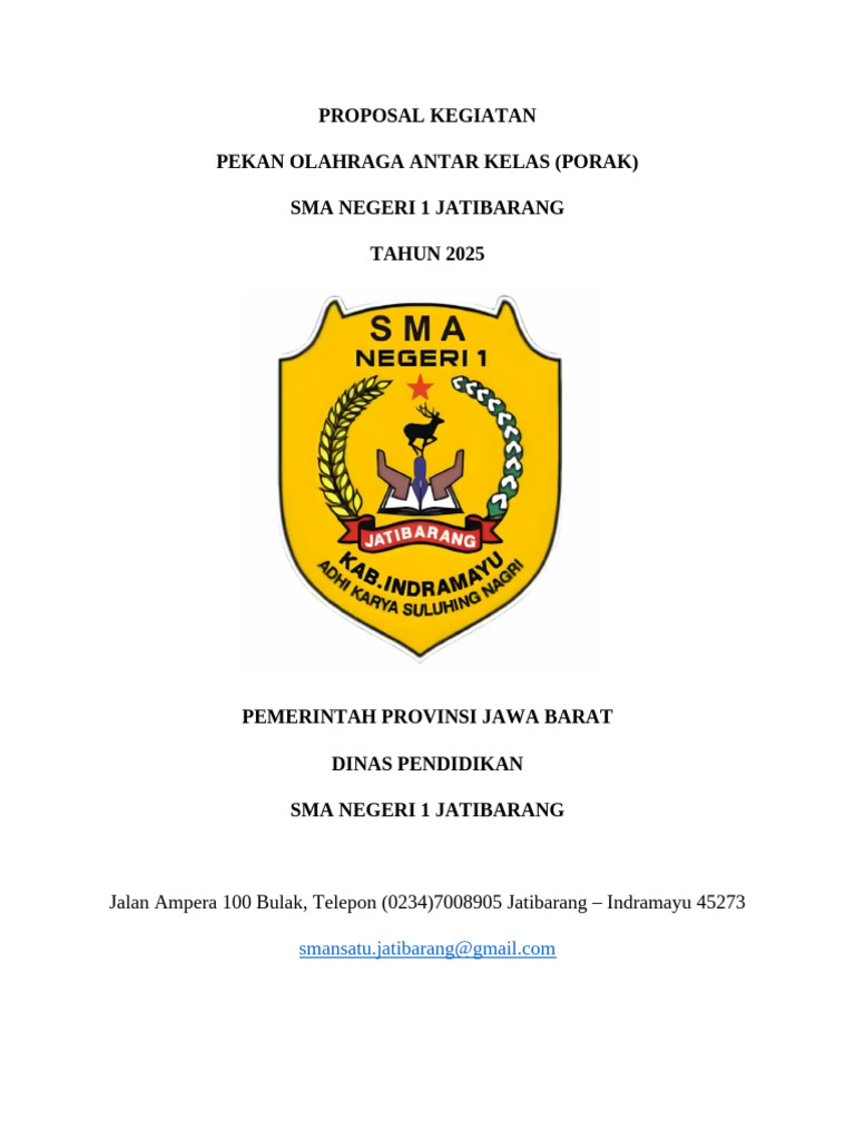 Proposal Kegiatan PORAK SMA 1 Jatibarang | PDF