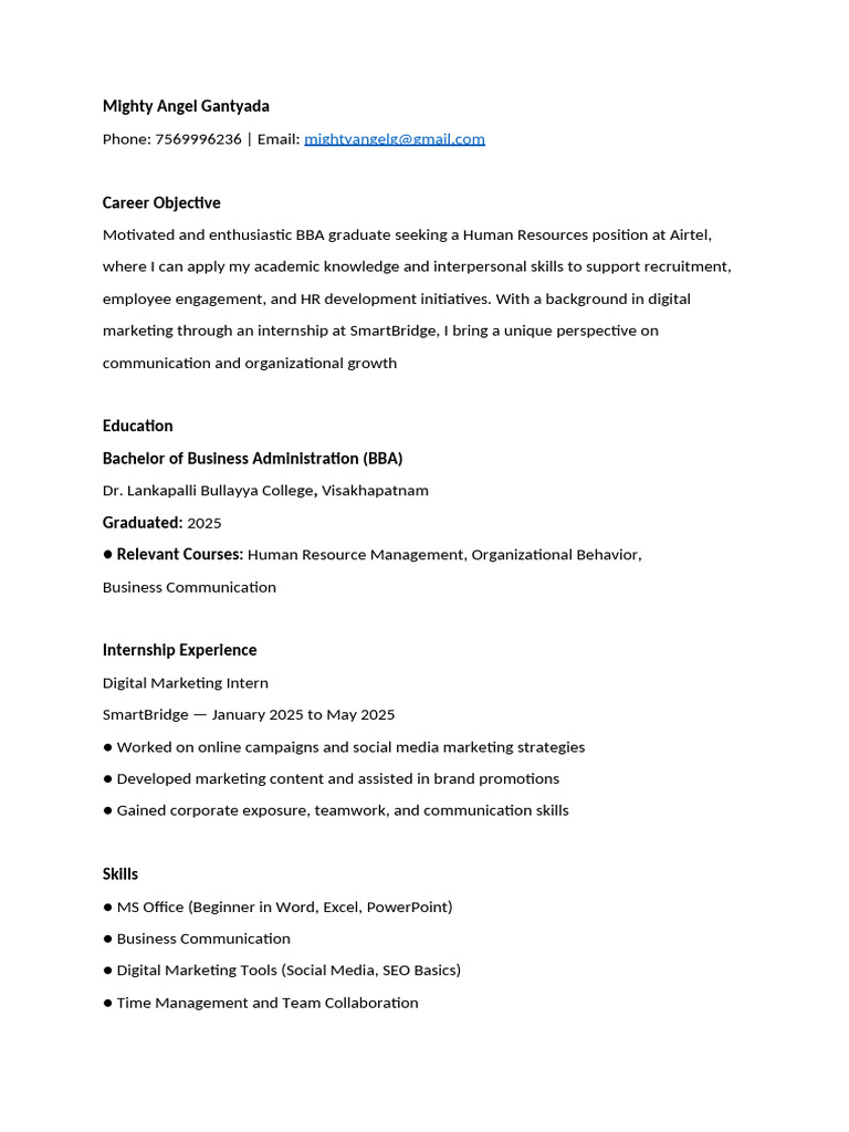 Angel Resume | PDF