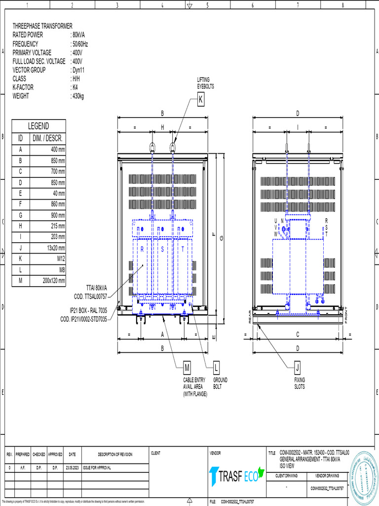 Isolation Transformer - TTAI 80kVA GA Drawing | PDF | Computer ...