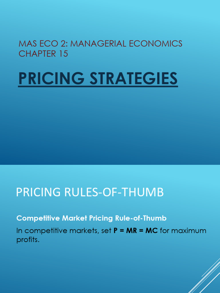 Chapter 15 - Pricing Strategies | PDF | Price Elasticity Of Demand ...