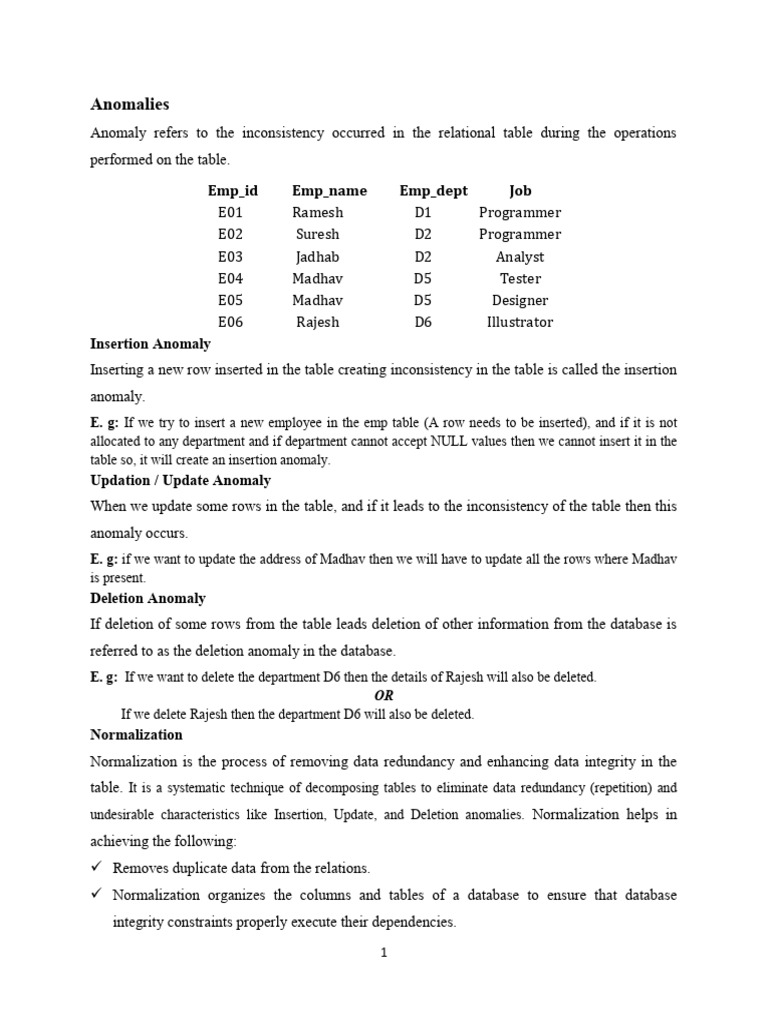 Anamolies Normalization 250415 144438 | PDF | Data Model | Data Management