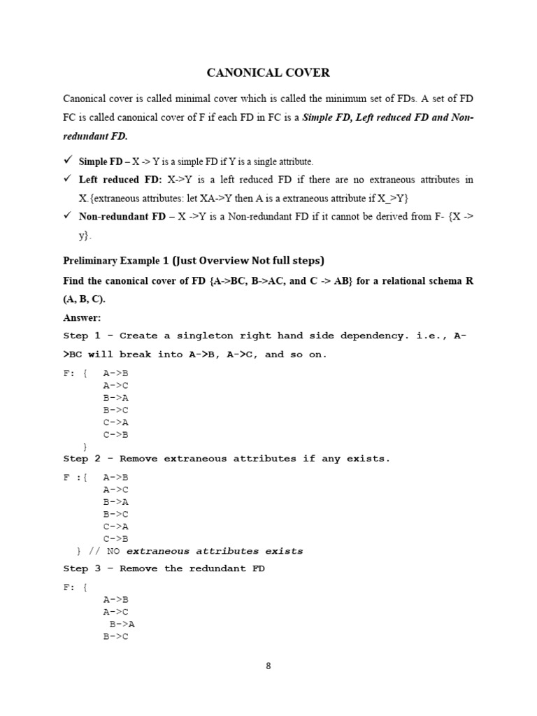 Canonical Cover - 250415 - 144449 | PDF | Mathematics | Mathematical Logic