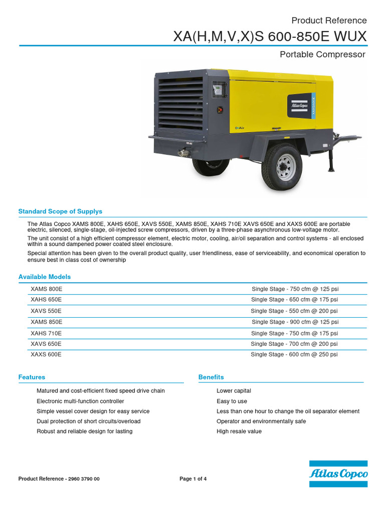 Product Reference Sheet XA (H, M, V, X) S 600-850E WUX 2960 3790 00 en ...