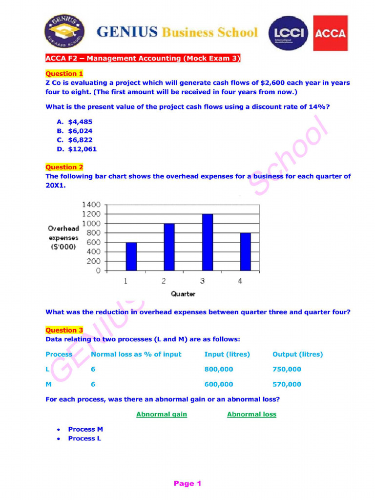 ACCA F2 (Mock Exam - 3) | PDF