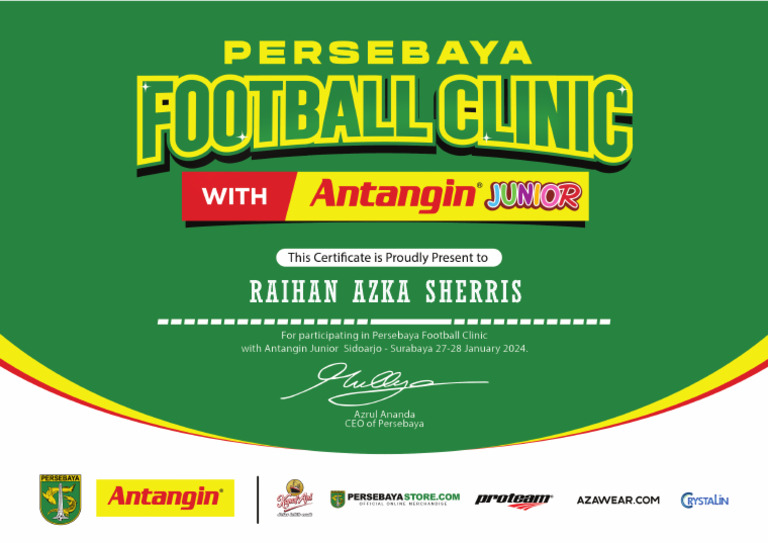 Raihan Azka Coaching Clinic Persebaya | PDF