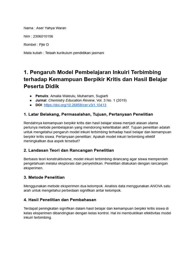 Telaah Kurikulum Artikel Review | PDF