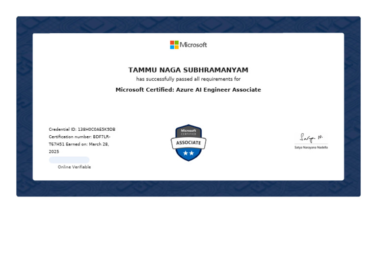 Azure AI Engineer Associate Certificate | PDF