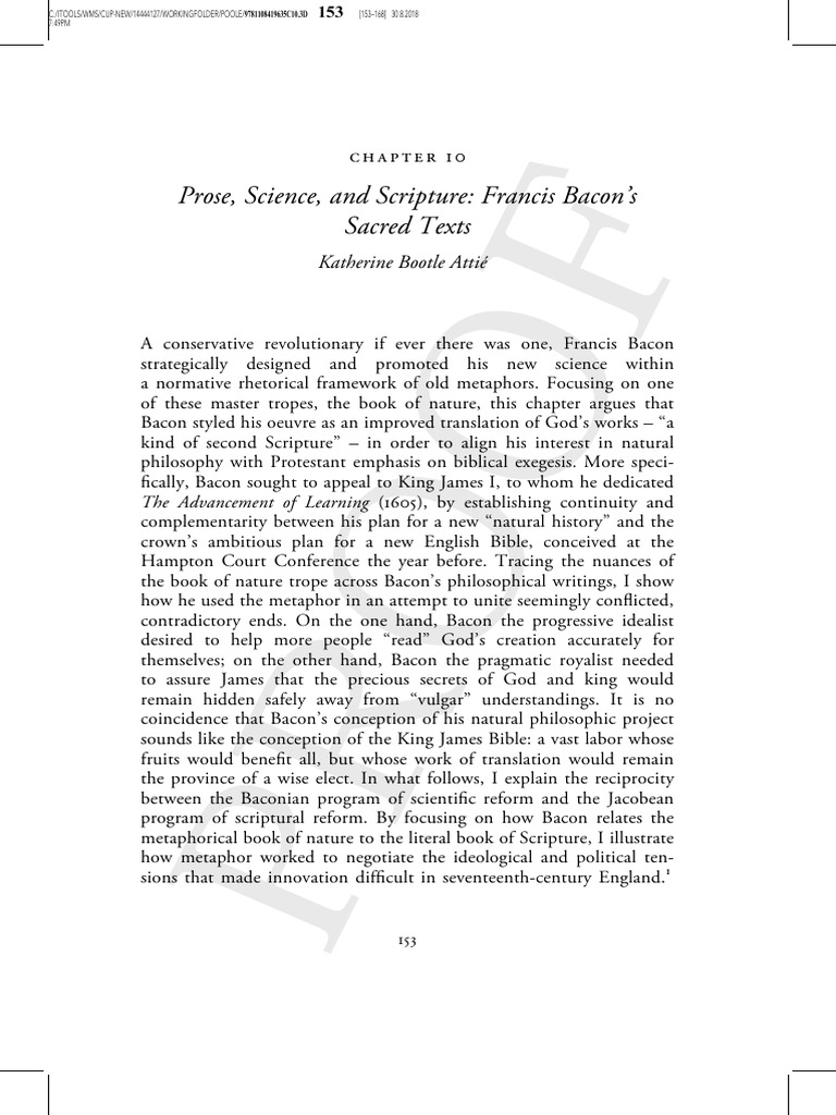 Prose Science and Scripture Francis Baco | PDF | Translations | Francis ...
