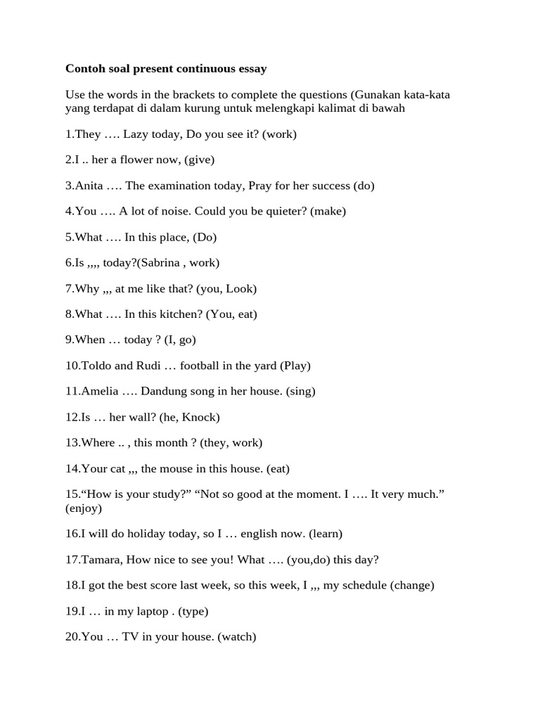 Materi Bahasa Inggris Part 9 Soal Present Continous Tense | PDF