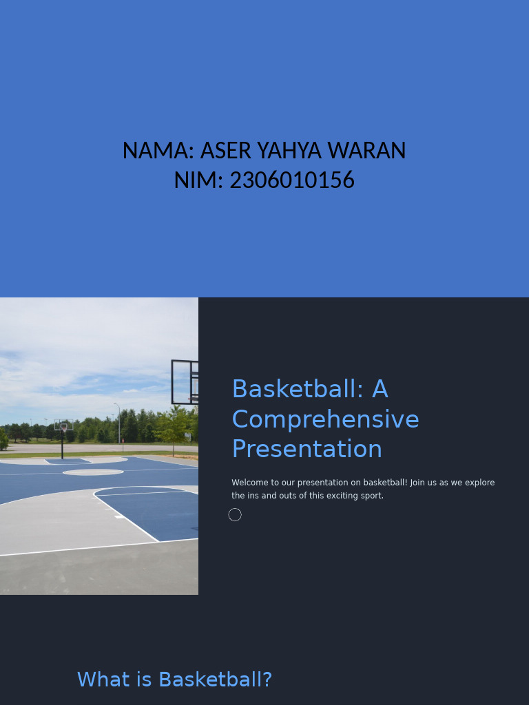 Basketball A Comprehensive Presentation | PDF | Indoor Sports | Ball Games