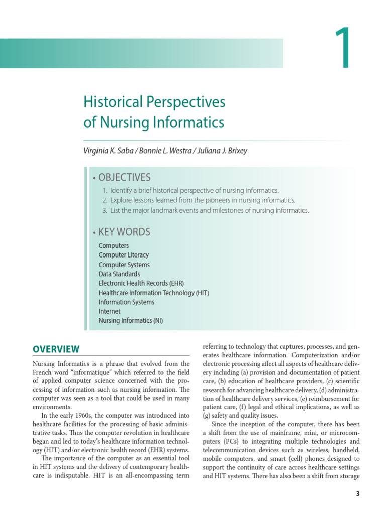 Historical Overview of Nursing Informatics | PDF | Health Informatics ...