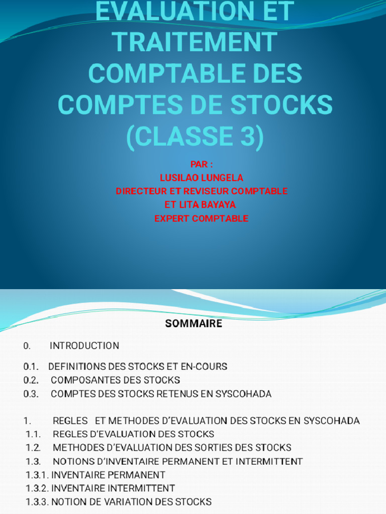 EVALUATION DES STOCKS OHADA - CLASSE 3 - Phoenix | PDF