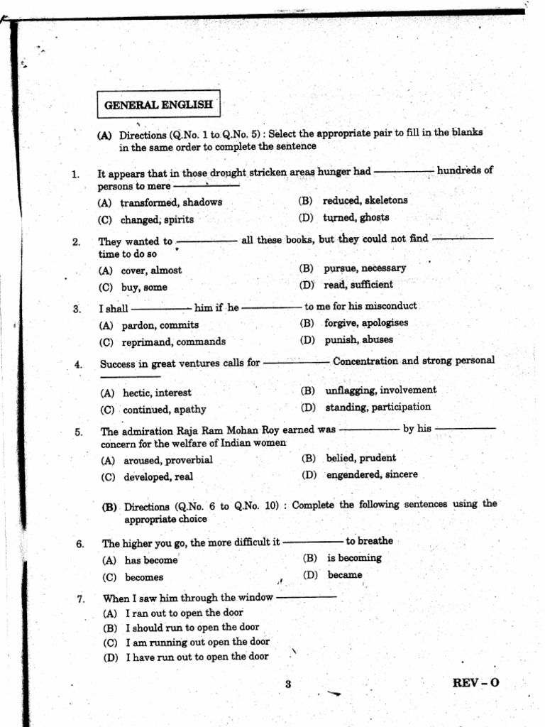 Vao Questionpaper 2010 | PDF