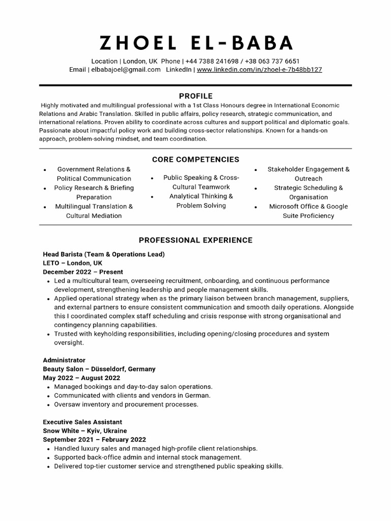 Zhoel El Baba CVF | PDF