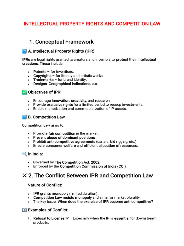 IPR and Competition Law: Key Conflicts | PDF | Intellectual Property ...