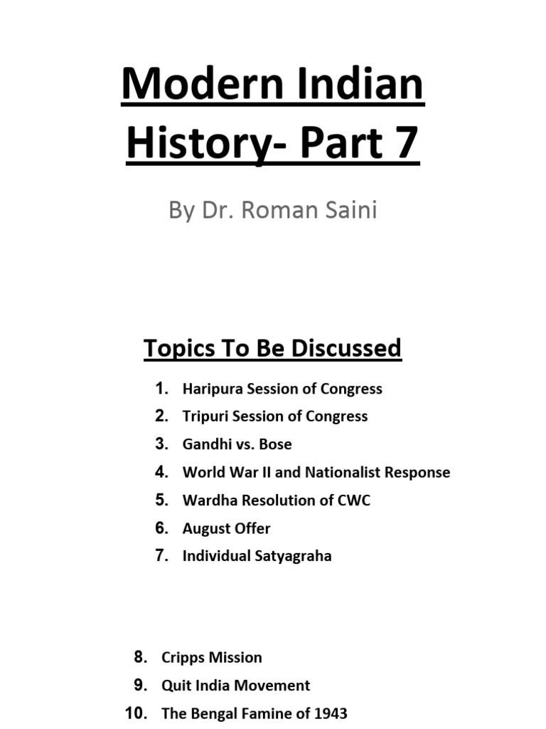 Modern Indian History Part 7 | PDF | British Raj | Partition Of India