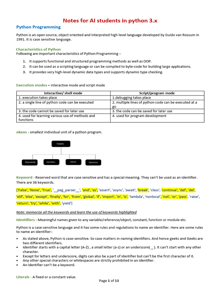 Python Basics For AI Part 1 | PDF | Control Flow | Boolean Data Type