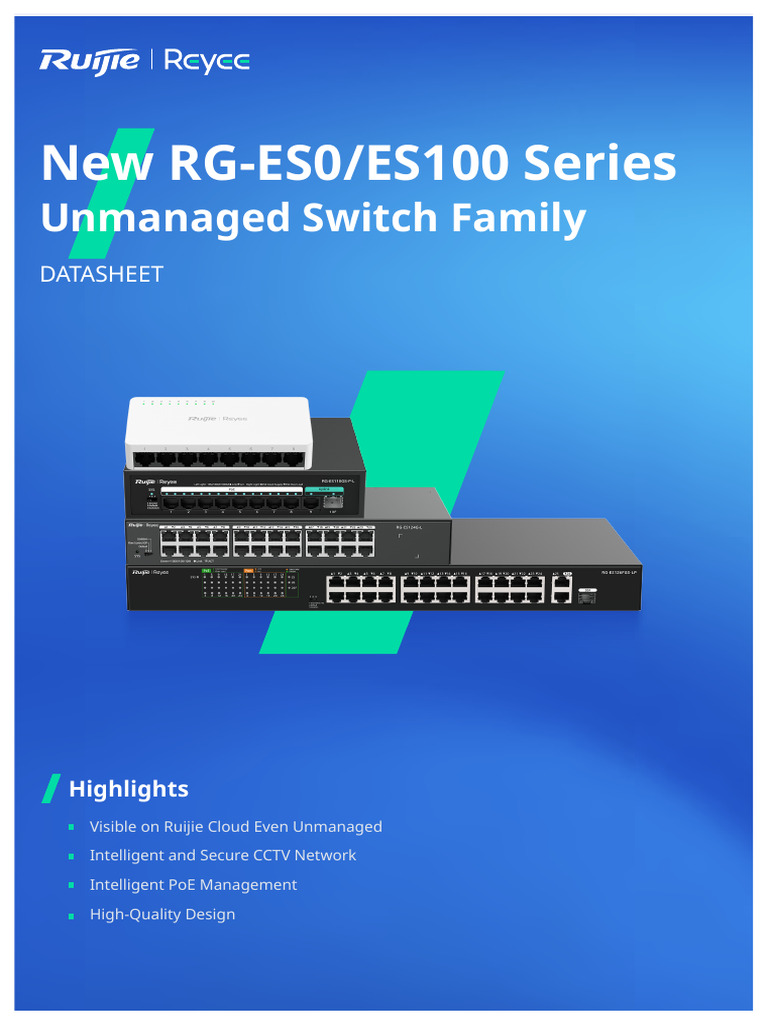 New RG-ES0 ES100 Series Unmanaged Switch Family Datasheet - 20240219 | PDF | Computing ...