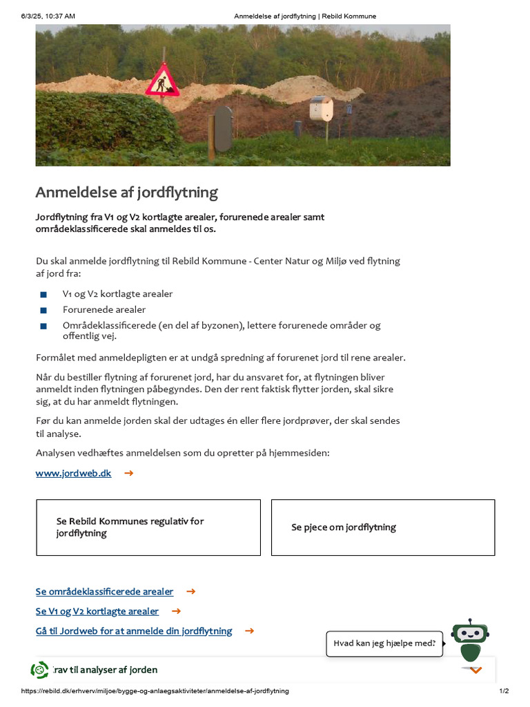 Anmeldelse Af Jordflytning - Rebild Kommune | PDF