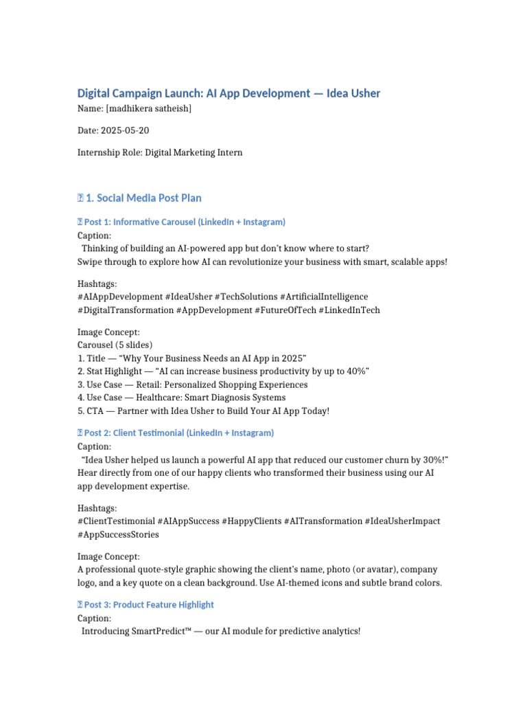 AI App Development Campaign IdeaUsher | PDF | Artificial Intelligence | Intelligence (AI ...