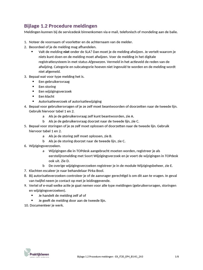 Bijlage 1.2 Procedure Meldingen | PDF