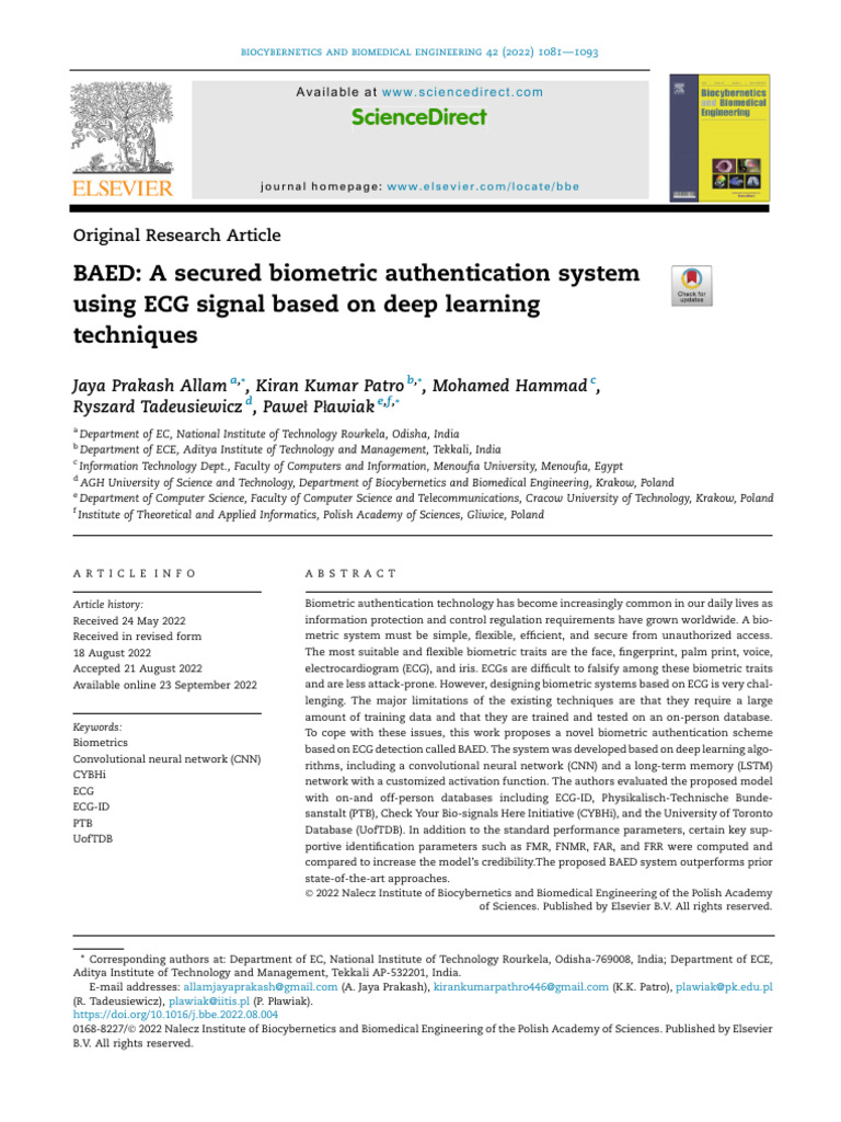ECG Signal(20222)-BAED_ a Secured Biometric Authentication System Using ECG Signal Based on Deep ...