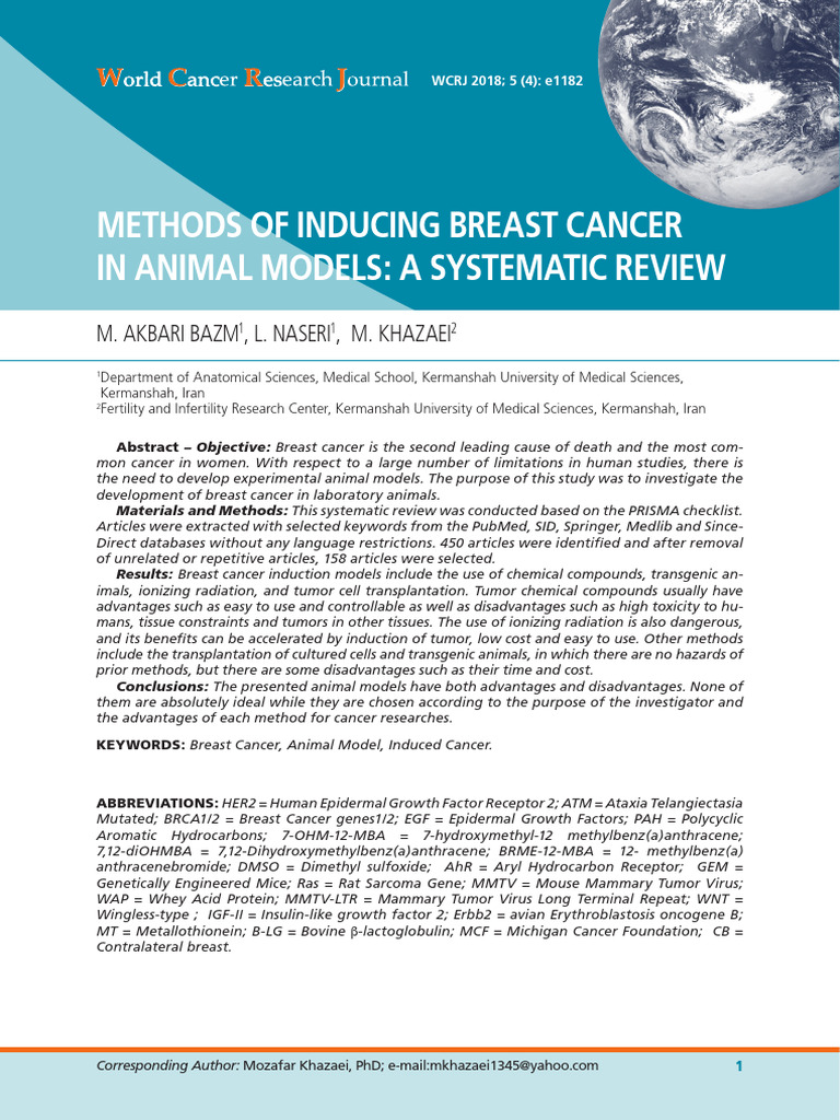 Inducing Breast Cancer in Animal Models | PDF | Carcinogenesis | Myc