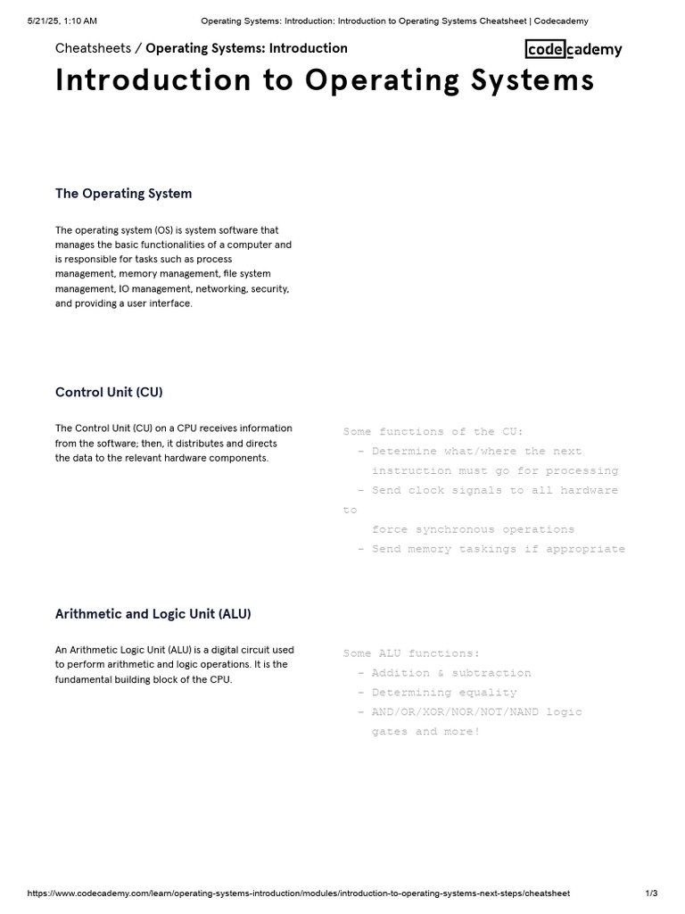 Operating Systems Introduction Introduction To Operating Systems