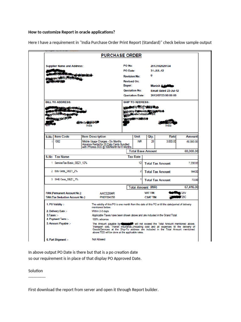 Customize Oracle PO Print Report | PDF