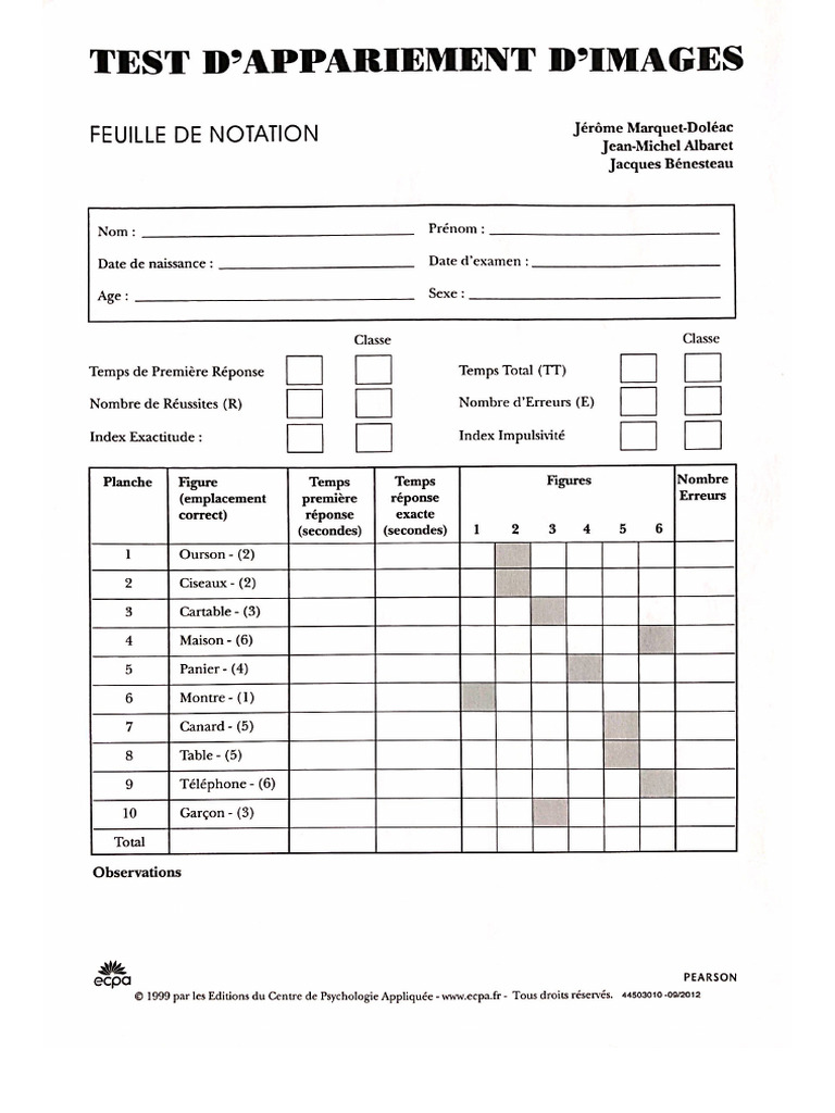 Test D'appariement D'images Feuilles de | PDF