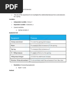 Hooke's Law: Force and Extension Practical | PDF | Force | Weight