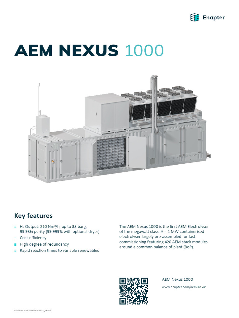 Enapter Datasheet AEM Nexus 1000 | PDF | Energy Technology