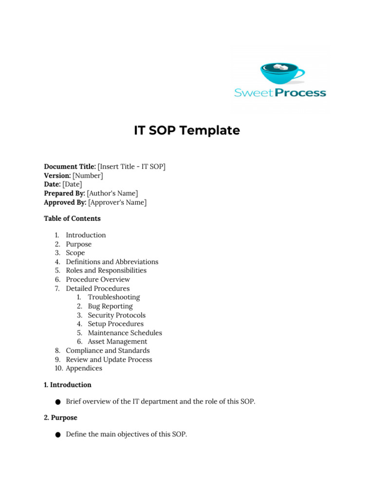 IT SOP Template | PDF