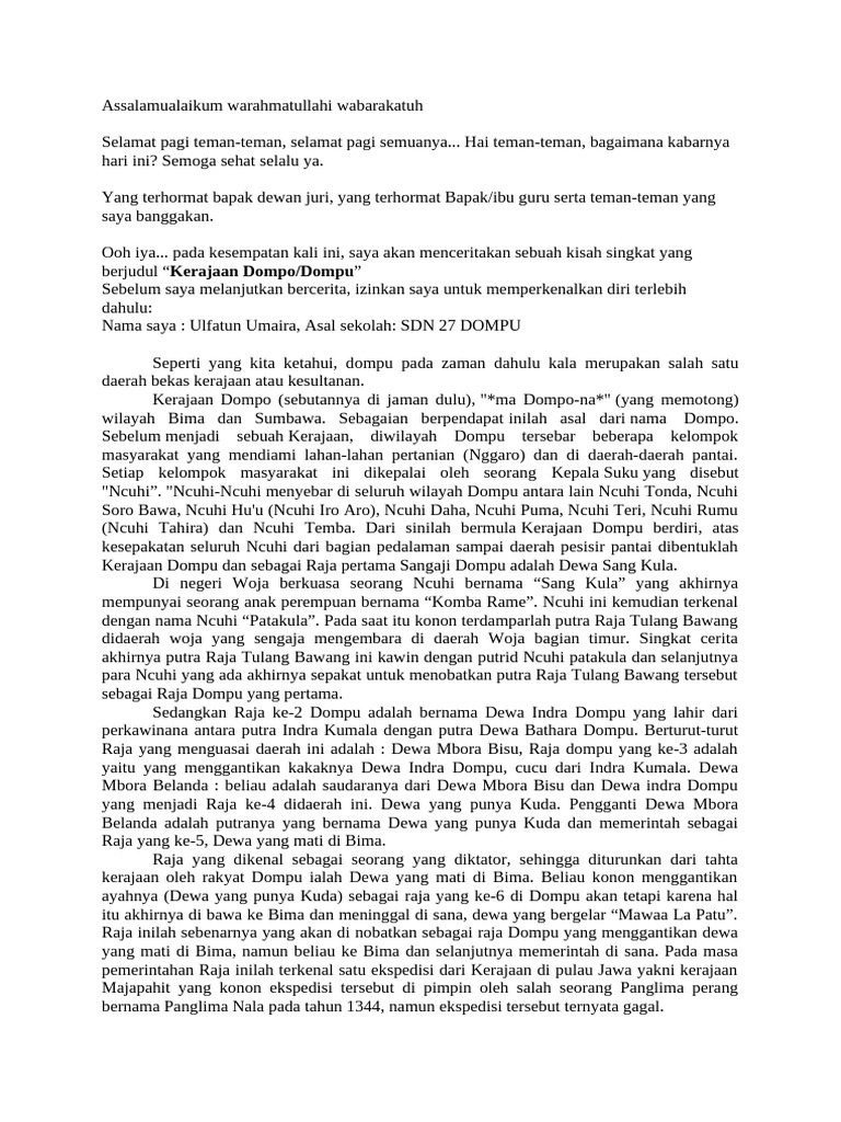 cerita kerajaan dompo | PDF