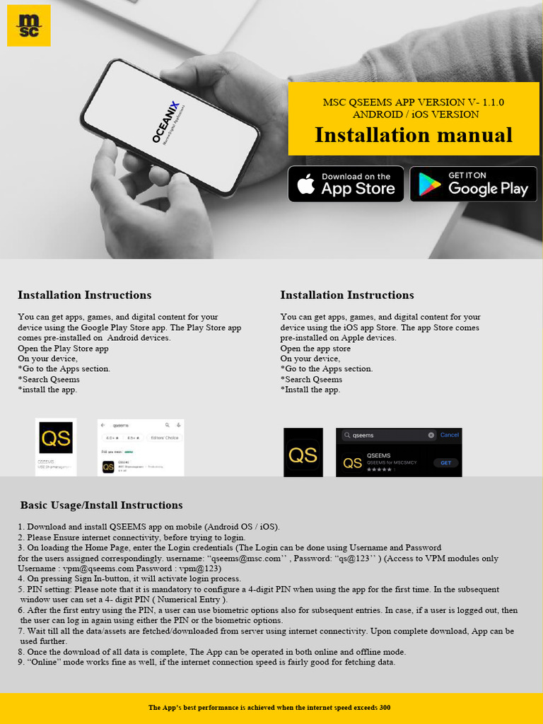 QSEEMS Instructions Manual | PDF | Mobile App | Google Play