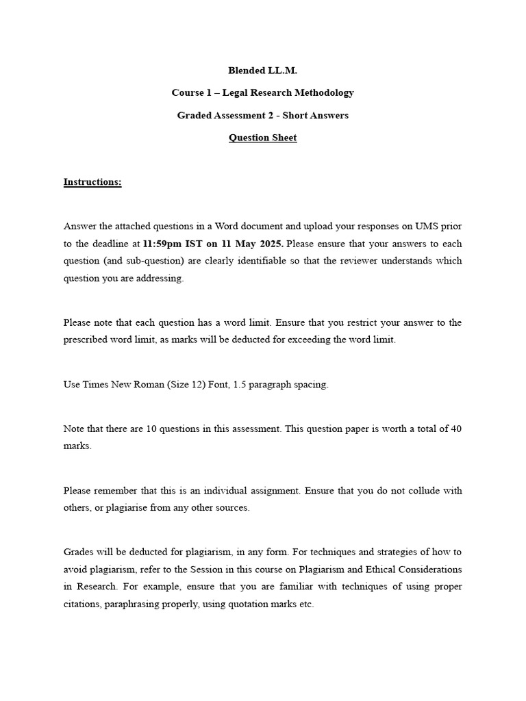 LRM - April Cohort - Assignment 2 - Short Answer Questions | PDF ...